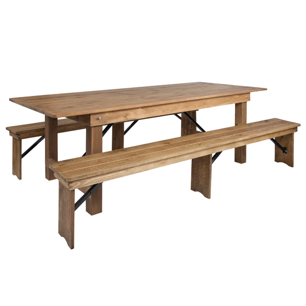 rustic dining table bench set