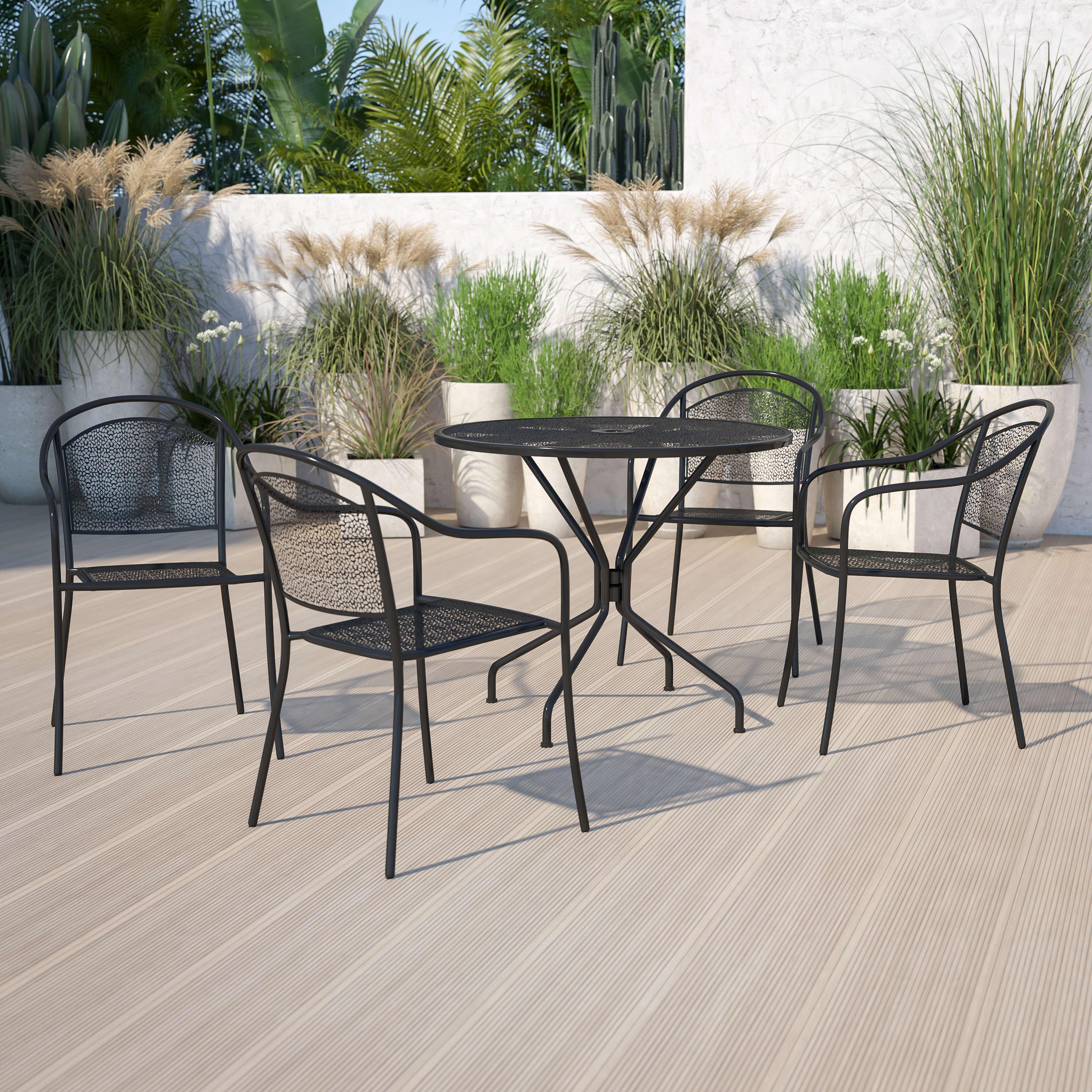 Flash Furniture Round Indoor Outdoor Steel Patio Set Coral
